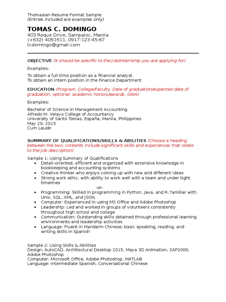 UST Resume Format Guide | PDF | Career & Growth