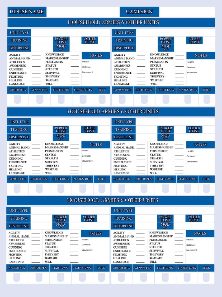 Unit Sheet (Fillable) | PDF