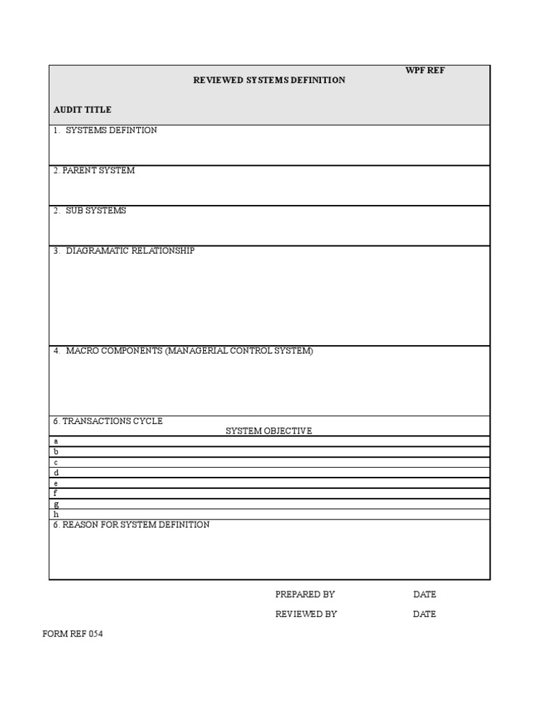 WPF Systems Definition Audit Guide | PDF