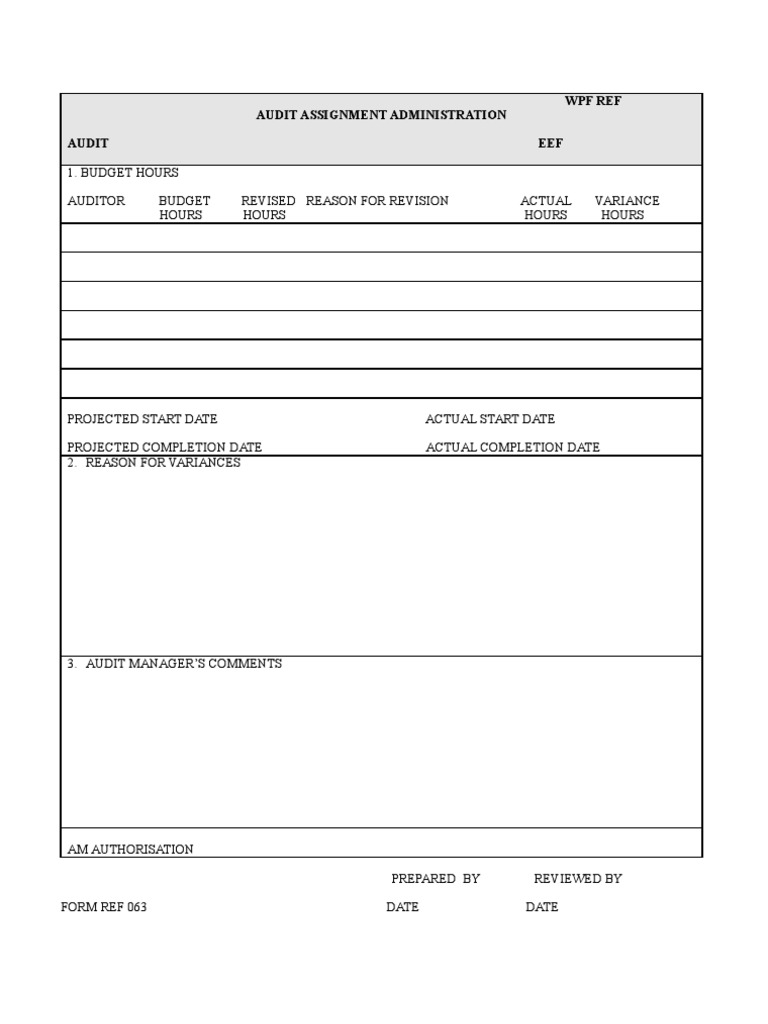 WPF Ref Audit Assignment Administration Audit Eef | PDF