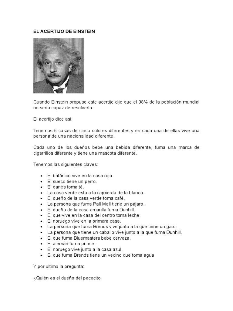 El Acertijo de Einstein | PDF | café | Té