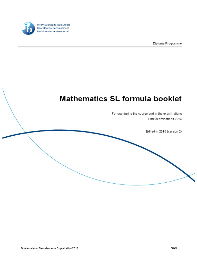 Ib Maths Formula Booklet | PDF | Sine | Trigonometric Functions