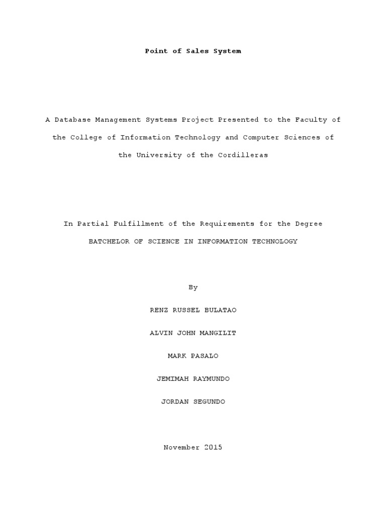 Point of Sales System | PDF | Point Of Sale | Service Industries