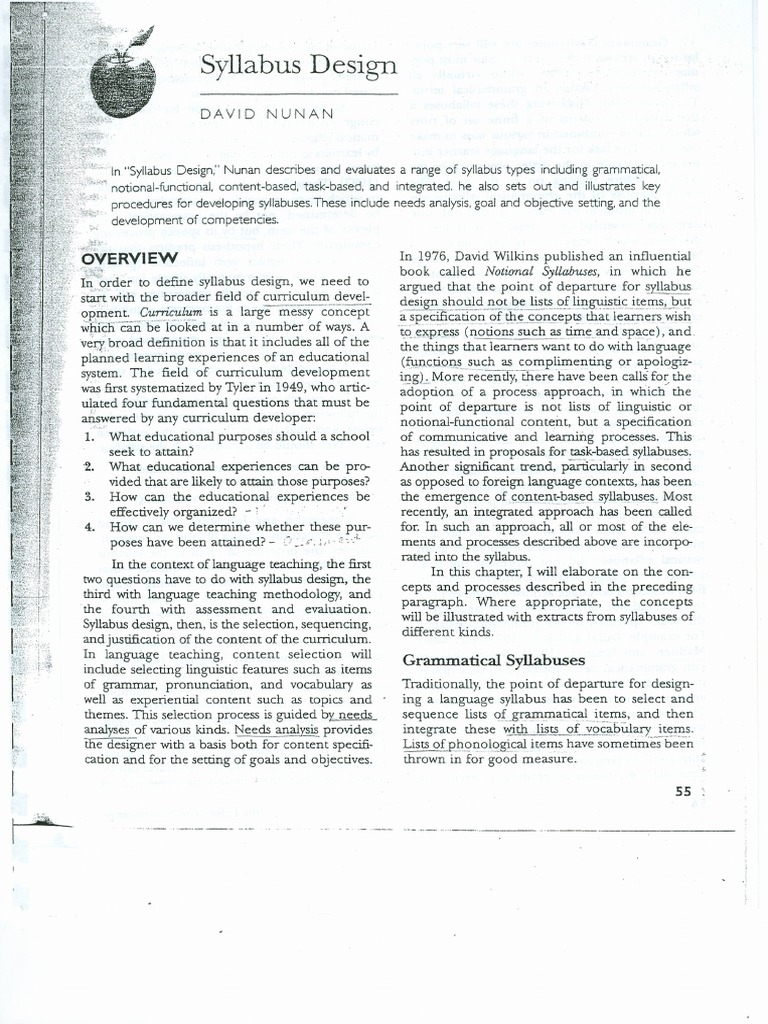 Syllabus Design by David Duna | PDF | English As A Second Or Foreign ...