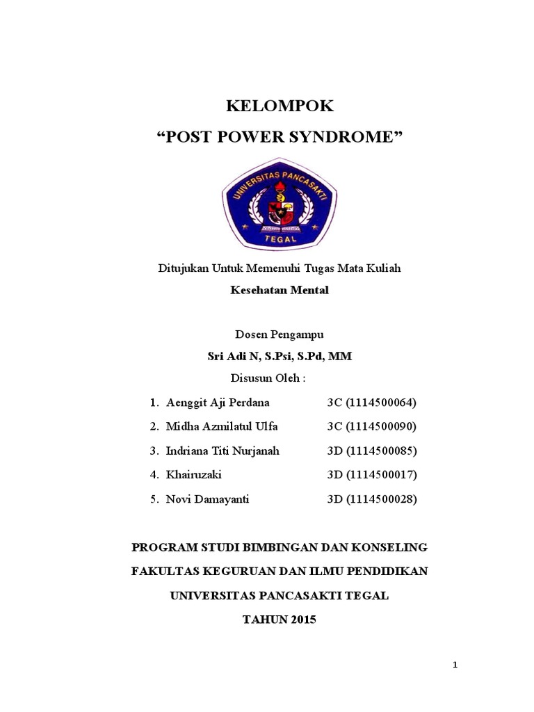 Makalah Post Power Syndrome | PDF