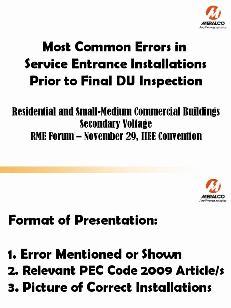 Most Common Errors in Service Entrance Installations Residential and Small Medium Commercial ...