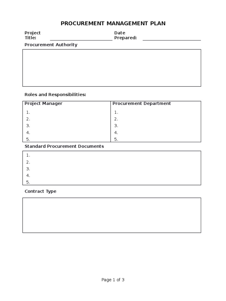 Procurement Management Plan | PDF