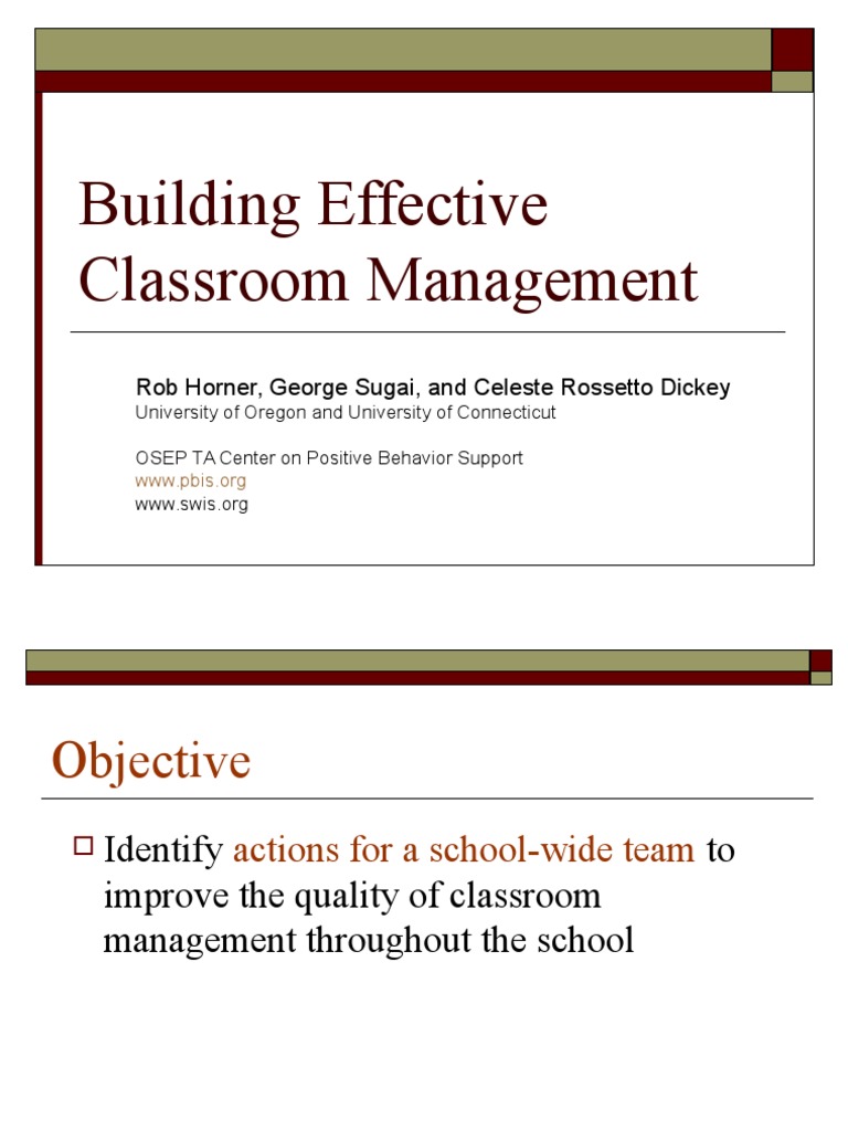 Building Effective Classroom Management: Rob Horner, George Sugai, and ...