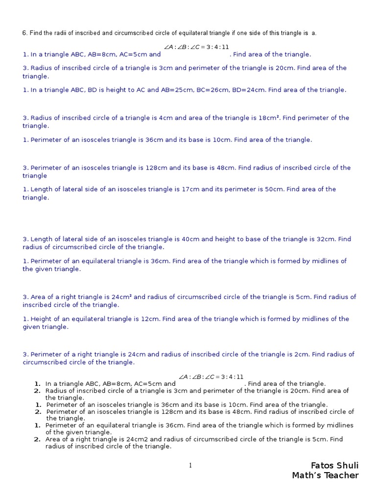 Area Triangles Pdf Triangle Area
