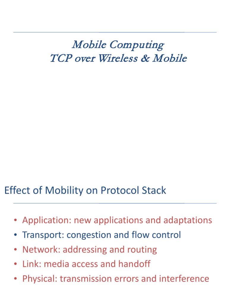 Mobile Computing Wireless Tcp Network Congestion Transmission Control Protocol 