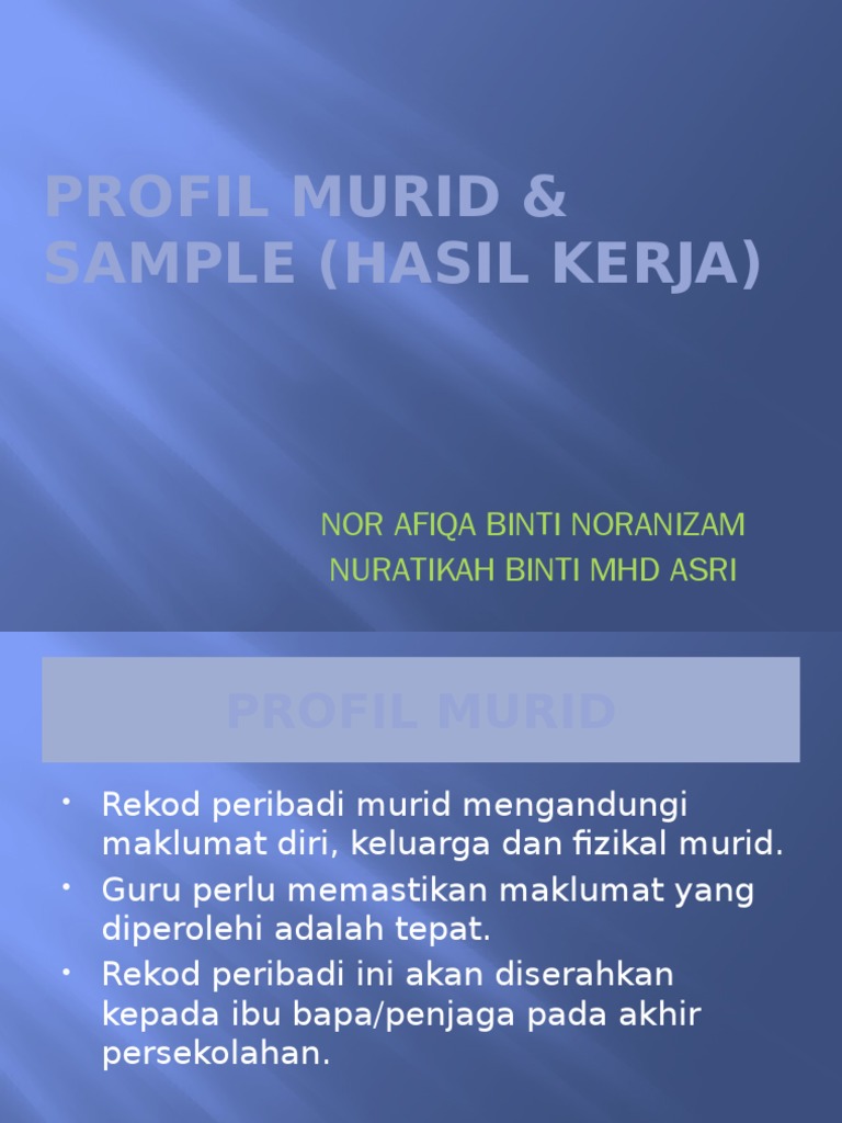 Profil Murid & Sample (Hasil Kerja) | PDF