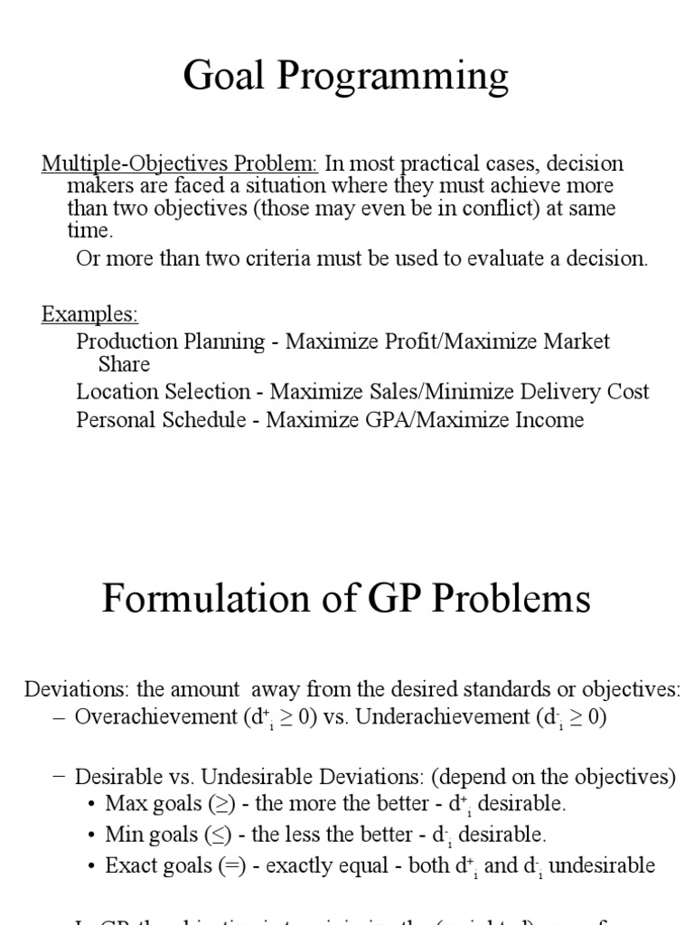 Goal Programming 1 | PDF | Goal | Economies