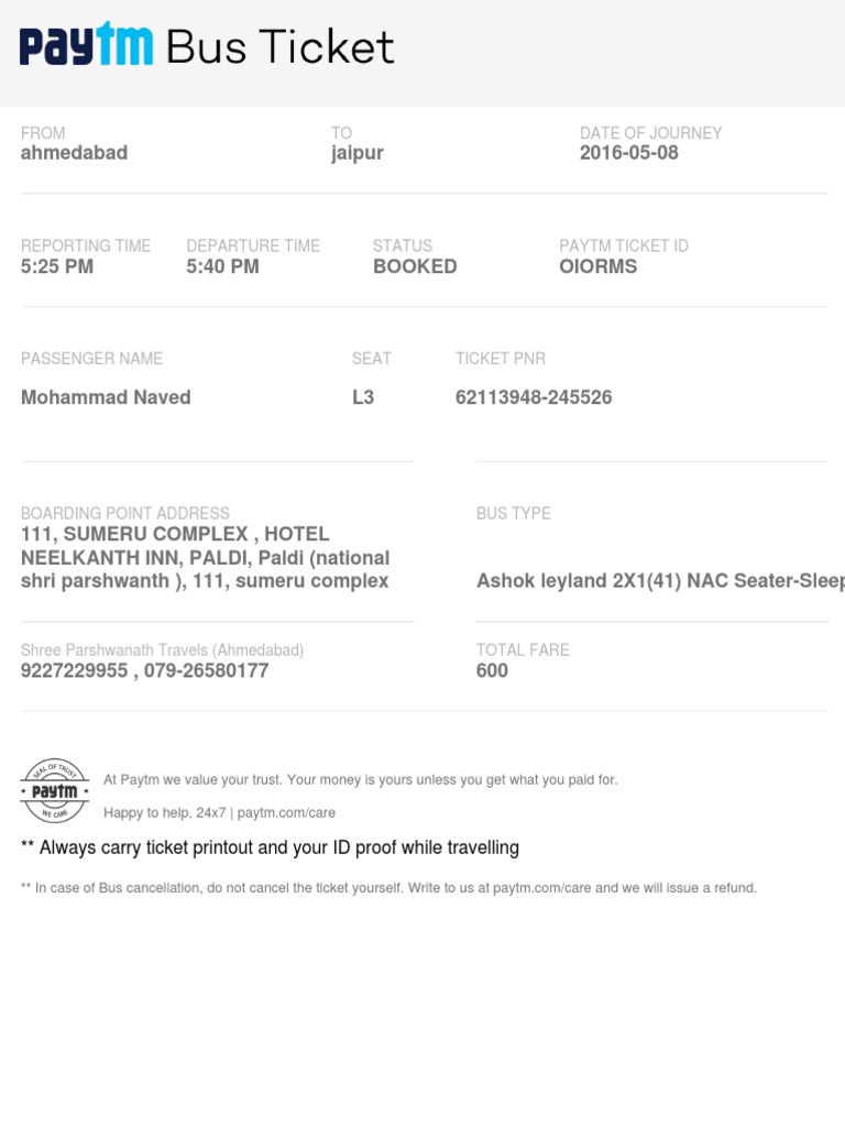 Bus Ticket Invoice 1721114712 | Ticket (Admission) | Bus