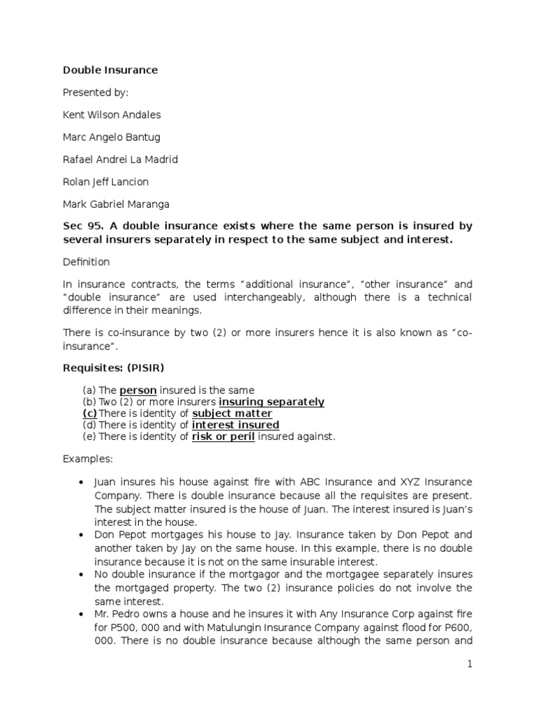 Double Insurance Report | PDF | Mortgage Law | Insurance