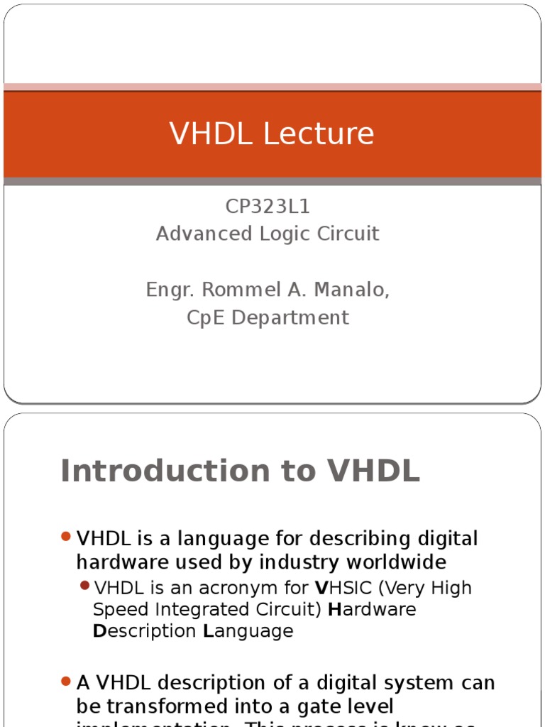VHDL Lecture | PDF | Vhdl | Reserved Word
