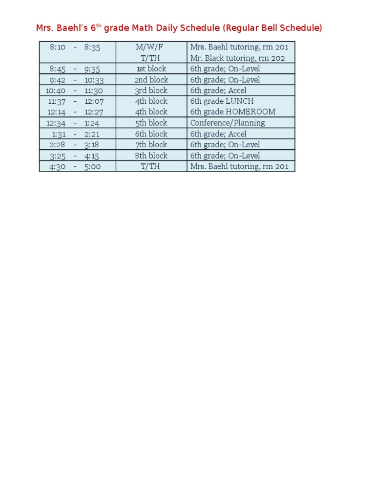 Sample Schedule | PDF