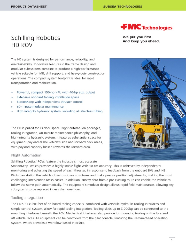 HD ROV Datasheet PDF | PDF | Subsea (Technology) | Automation