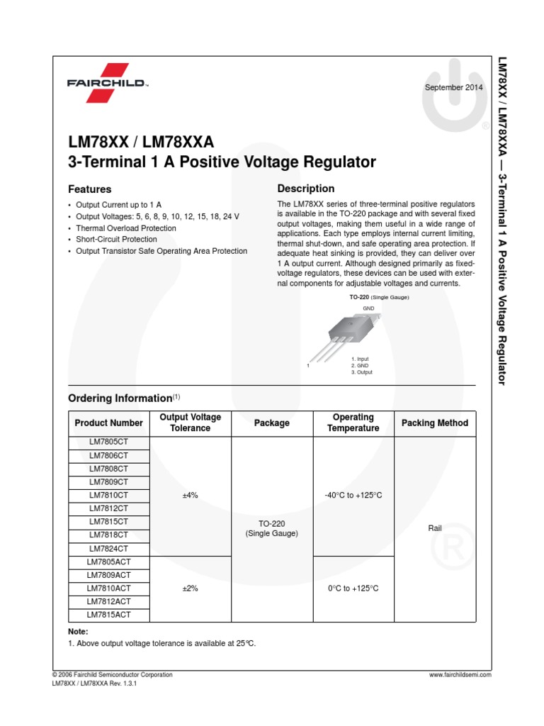 LM78XX, LM78XXA - 3-Terminal 1 A Positive Voltage Regulator | PDF ...