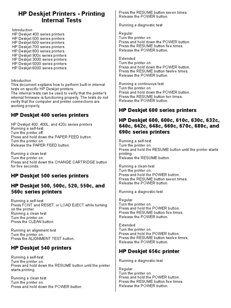 HP Deskjet Printers - Printing Internal Tests | PDF | Printer ...