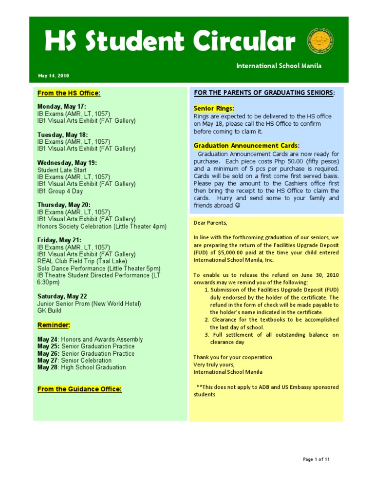 Student Circular May 14 | PDF | Identity Document | Educational ...