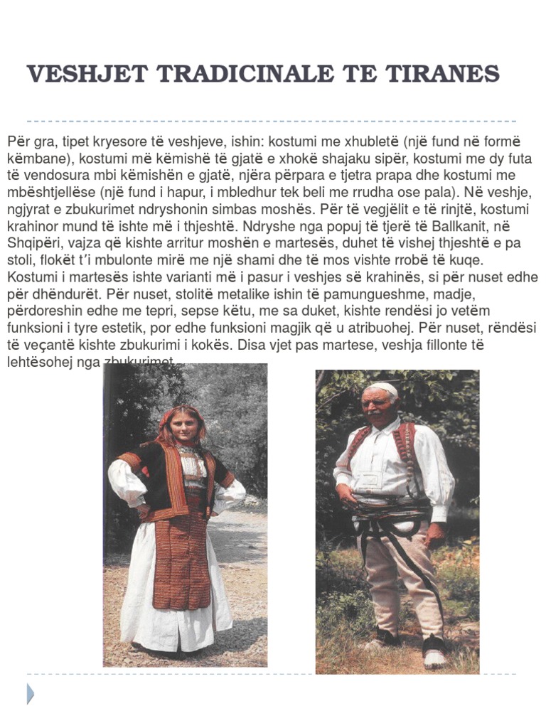 Veshjet Tradicinale Te Tiranes | PDF