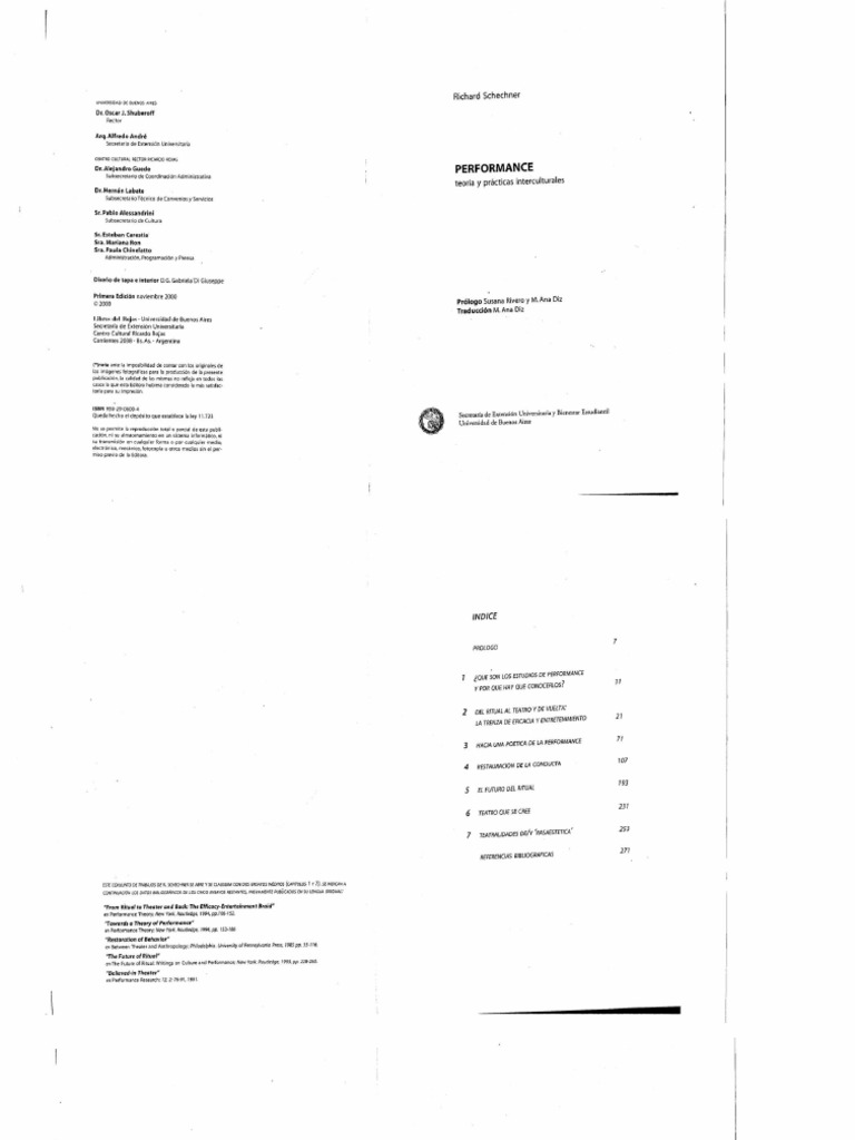 SCHECHNER, Performance - Teoria y Prácticas Interculturales PDF | PDF