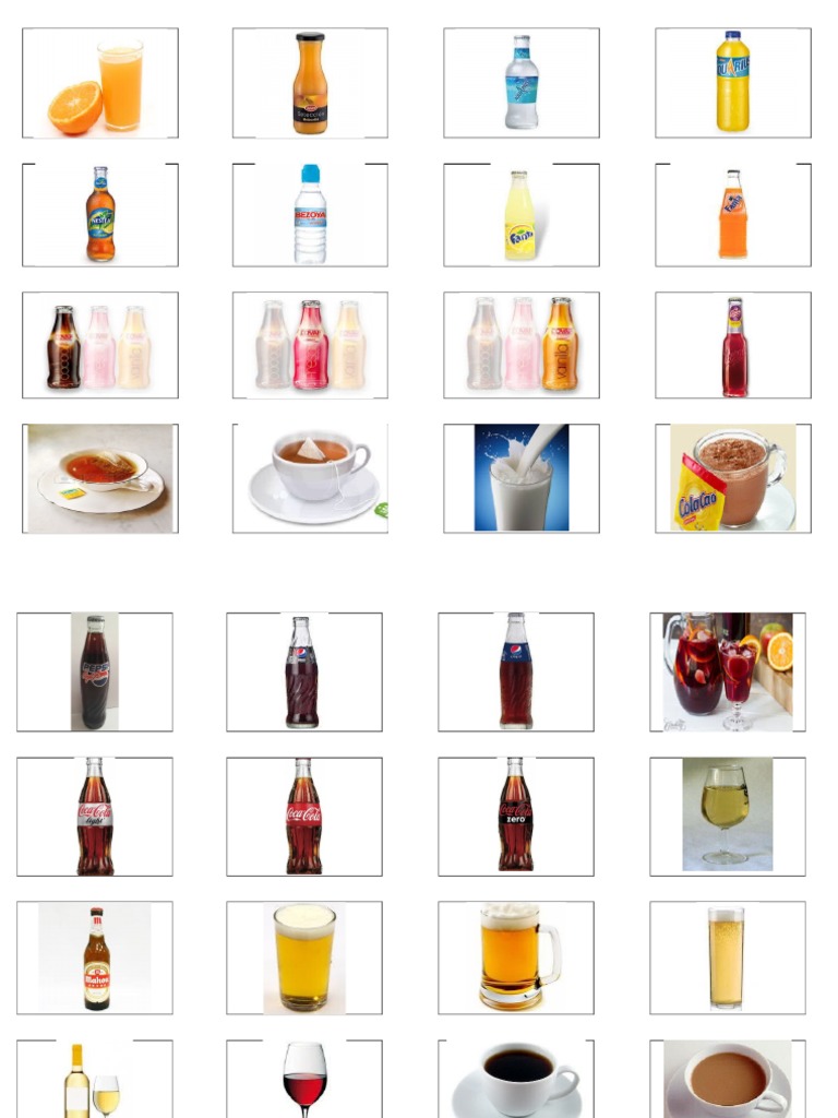 Vocabulario de Bebidas y Alimentos en Imágenes y Palabras | PDF