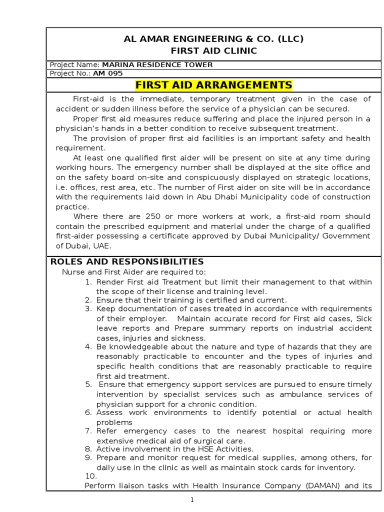 First Aid Arrangements | First Aid | Emergency