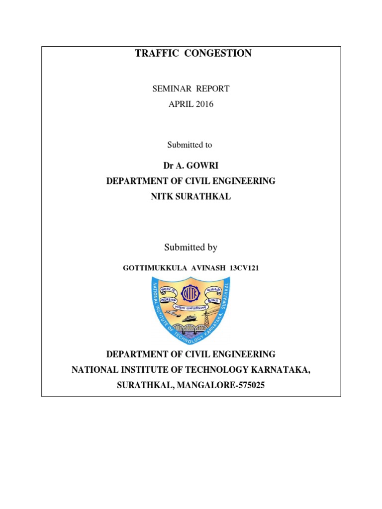 Analysis Of Traffic Congestion And Potential Mitigation Strategies Through Congestion Charging