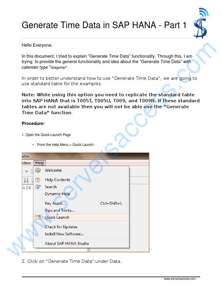 Generating Time Data and Creating Attribute Views in SAP HANA | PDF | Information Technology ...