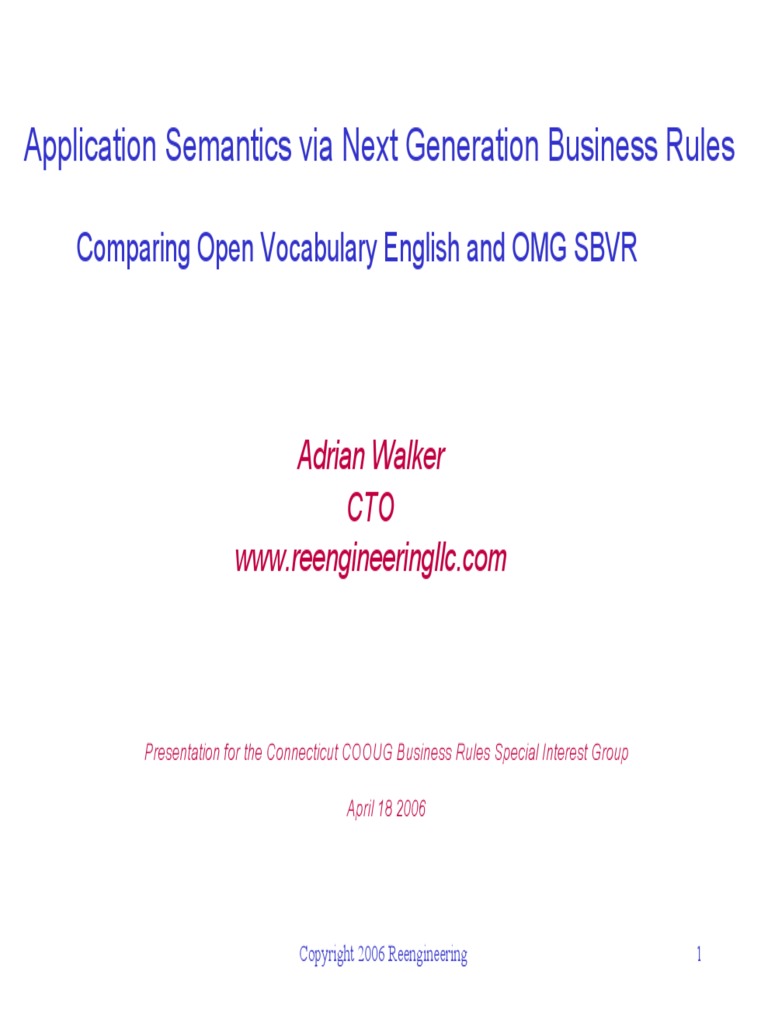 Business Rules and OMG SBVR Presentation | PDF | Software | Computing ...