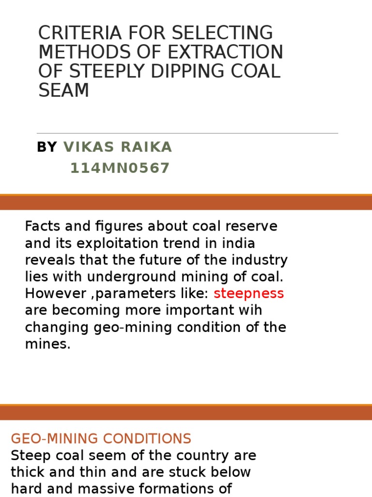Methods for Extracting Steep Coal Seams | PDF | Coal Mining | Mining
