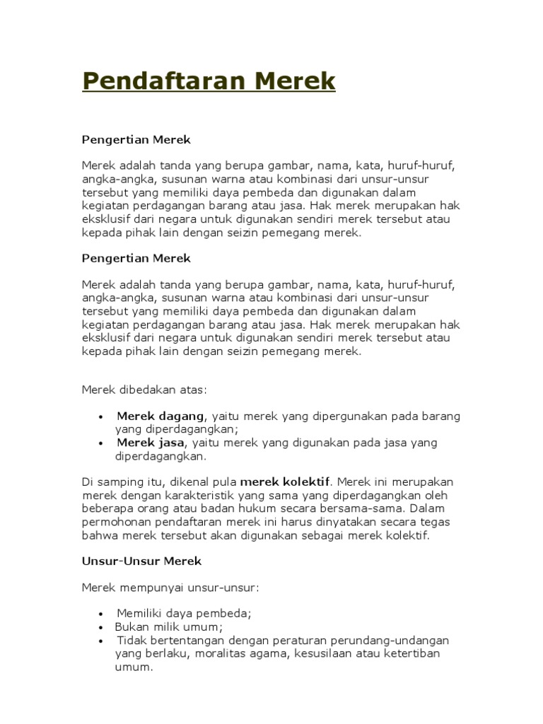 Pendaftaran Merek | PDF