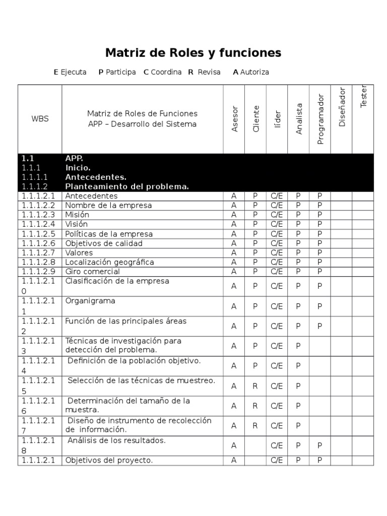 Matriz de Roles y Funciones | Ingeniería de Sistemas | Redes sociales y ...
