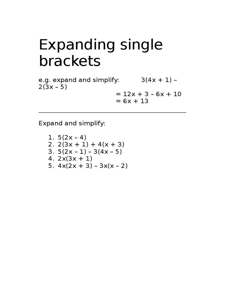 Expand and Simplify Algebraic Expressions | PDF