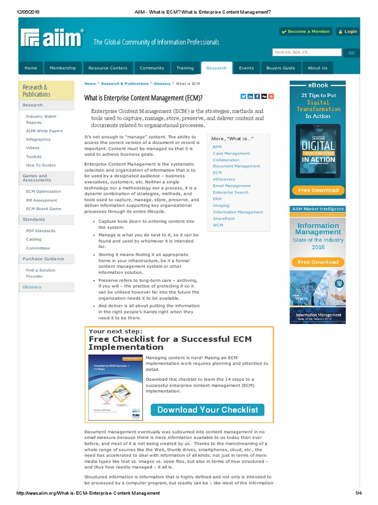 AIIM - What Is ECM - What Is Enterprise Content Management | PDF ...