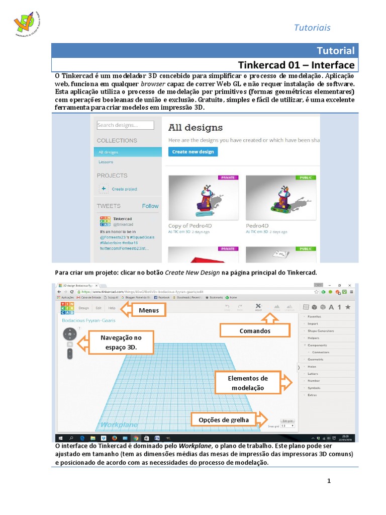 Tutorial Tinkercad 01 - Interface | PDF | Programas | Informática