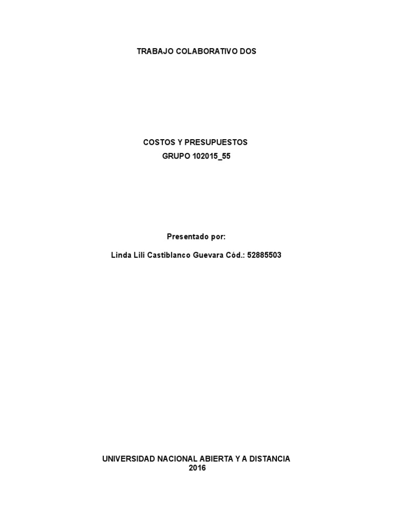 Colaborativodos Grupo55 102015 | PDF | Costo | Presupuesto