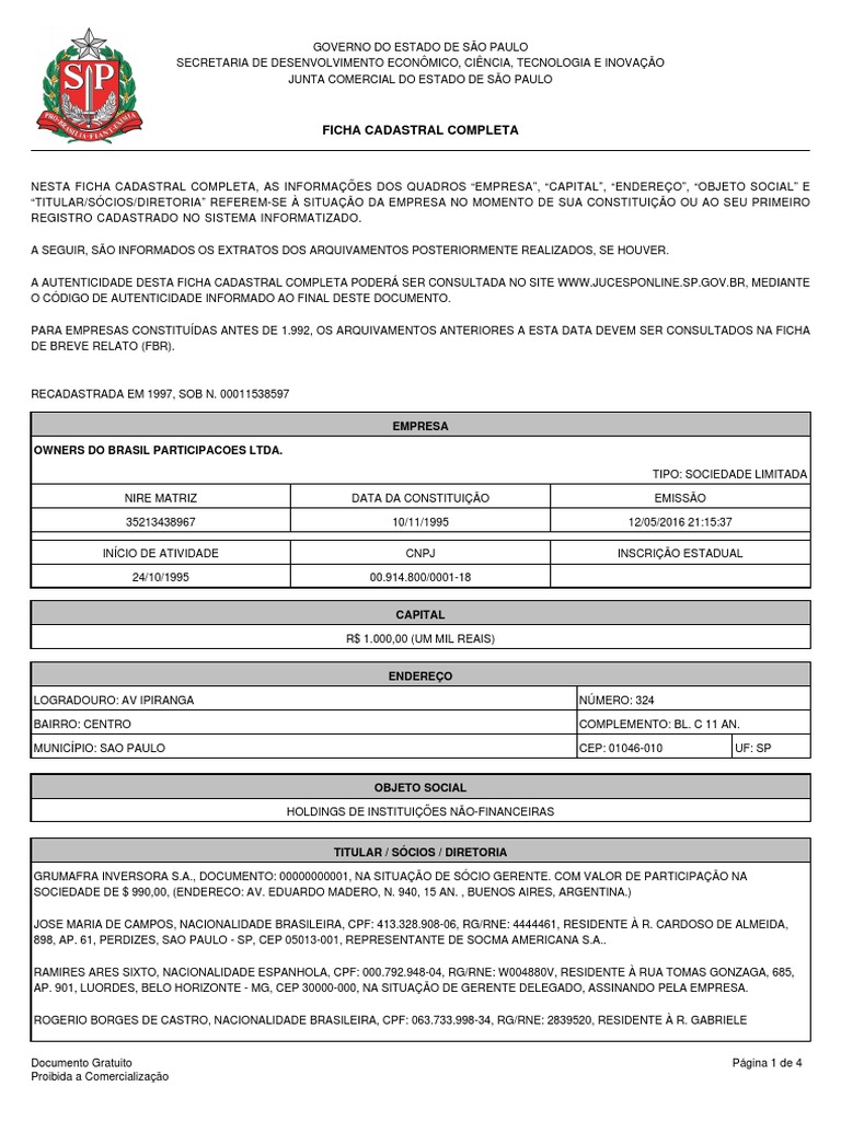 Fleg Trading - Owners Do Brasil | PDF | São Paulo | Business