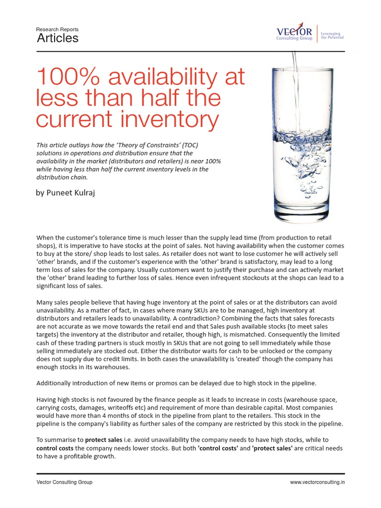 100% Availability at Less Than Half The Current Inventory: Articles ...