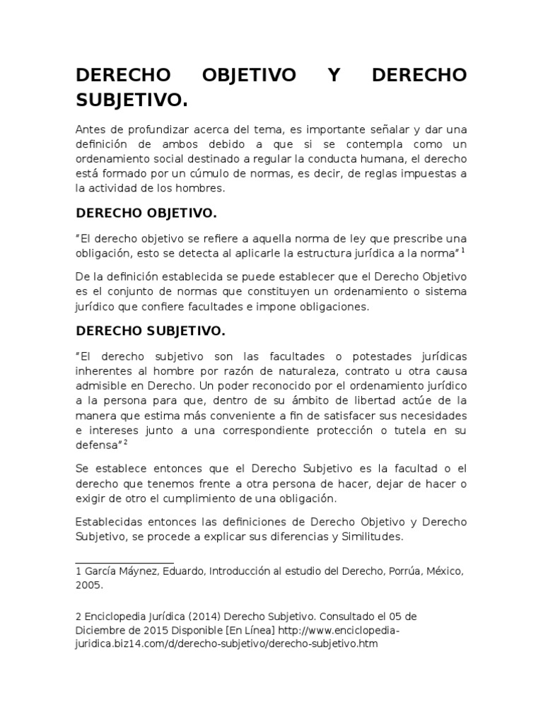 Derecho Objetivo y Subjetivo: Definiciones | PDF | Ley procesal | Derechos