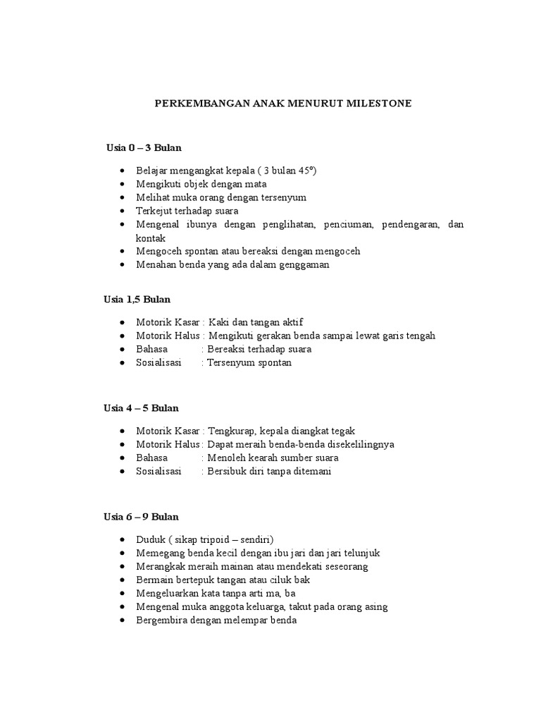 Perkembangan Anak Menurut Milestone | PDF | Kesehatan Holistik