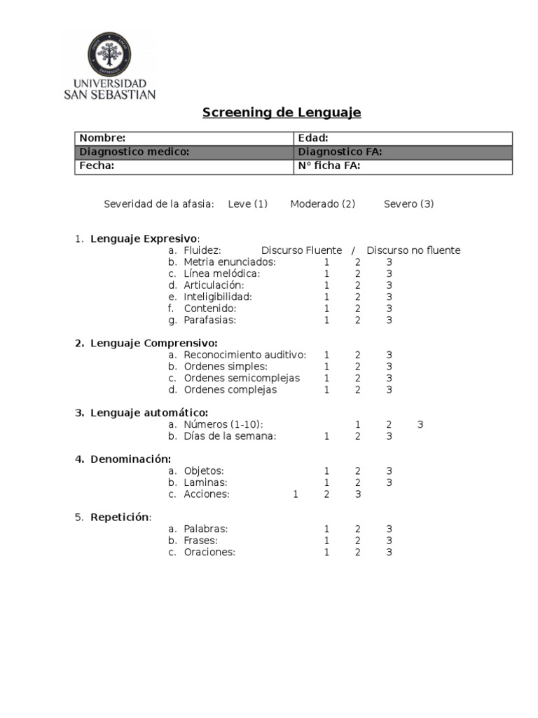 Screening de Lenguaje | PDF