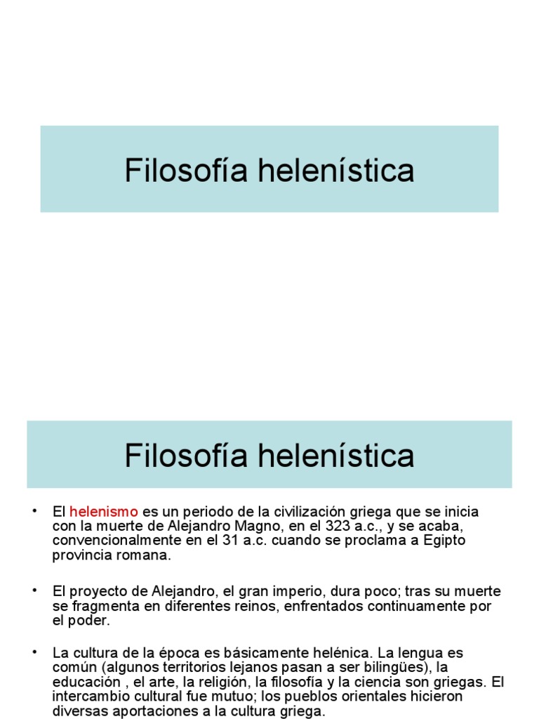Filosofia Helenistica Pp | Estoicismo | Periodo helenístico