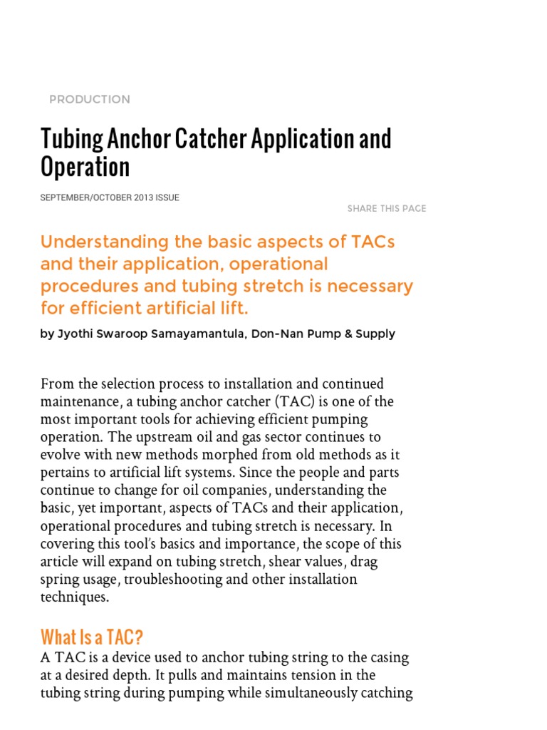 Tubing Anchor Catcher | PDF | Buckling | Tension (Physics)