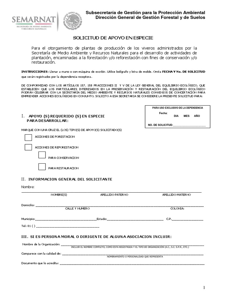 Solicitud de Apoyo para Reforestación | PDF | Movimiento ...