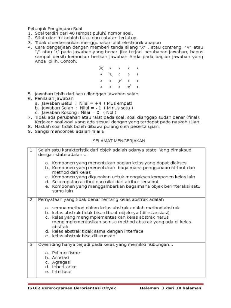 Soal Uas PBO | PDF