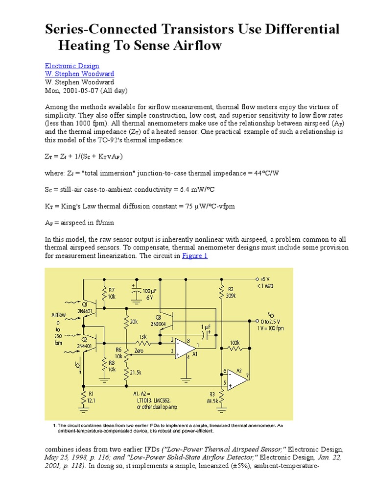 SerieConected Transistor Use Differential Heating To Sense Airflow ...