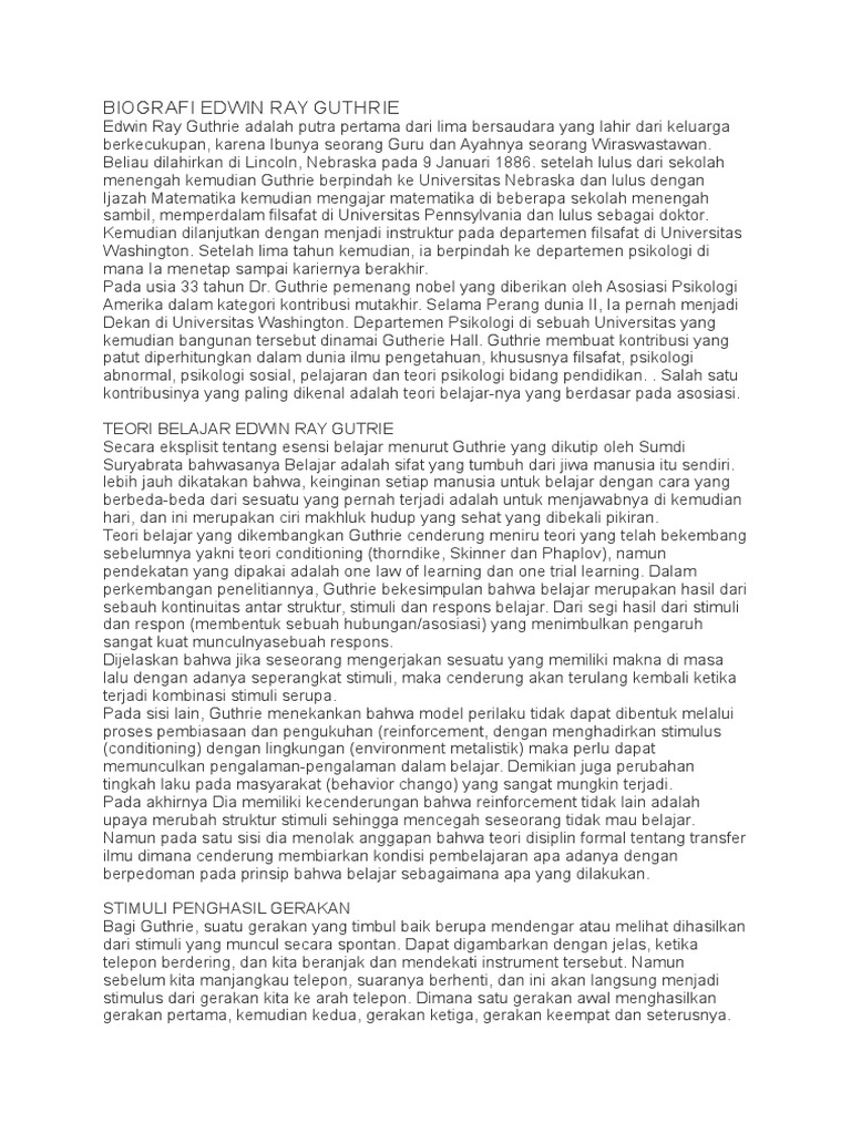 Biografi Edwin Ray Guthrie | PDF