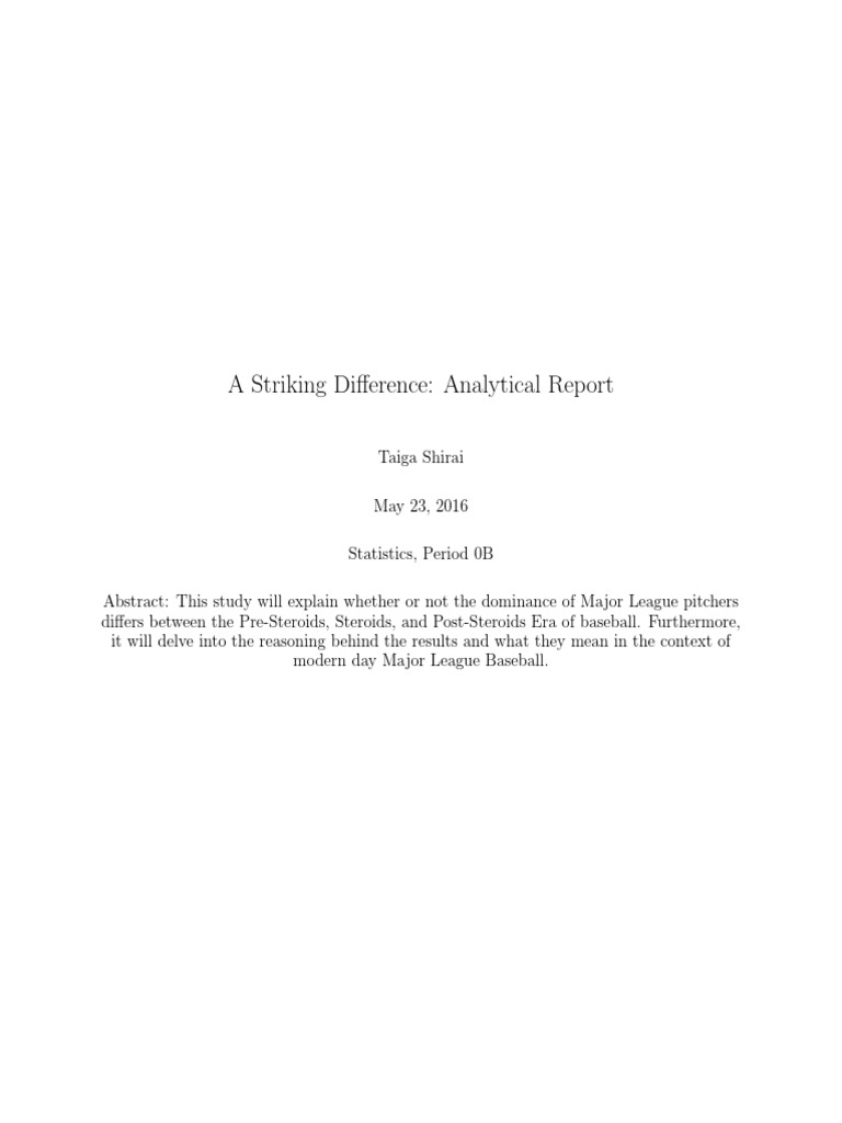 Pitcher Dominance in MLB Eras Analysis | PDF | Student's T Test | P Value
